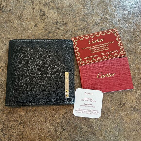 Cartier | Bags | Cartier Bifold Unisex Wallet Black With Authentication ...